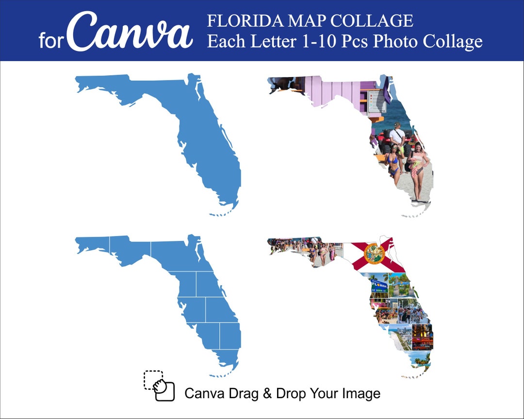 Canva Florida Photo Collage for Canva 1pcs and 10pcs Inside Collage for ...