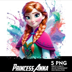 5 PNG Princess Anna Splash and Watercolor Transparent PNG File for ...