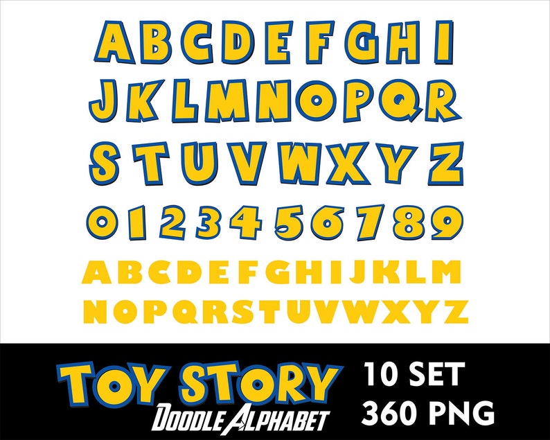 Toy Story Alphabet Letter 10 Set Bundle Toys Story Doodle Font Png ...