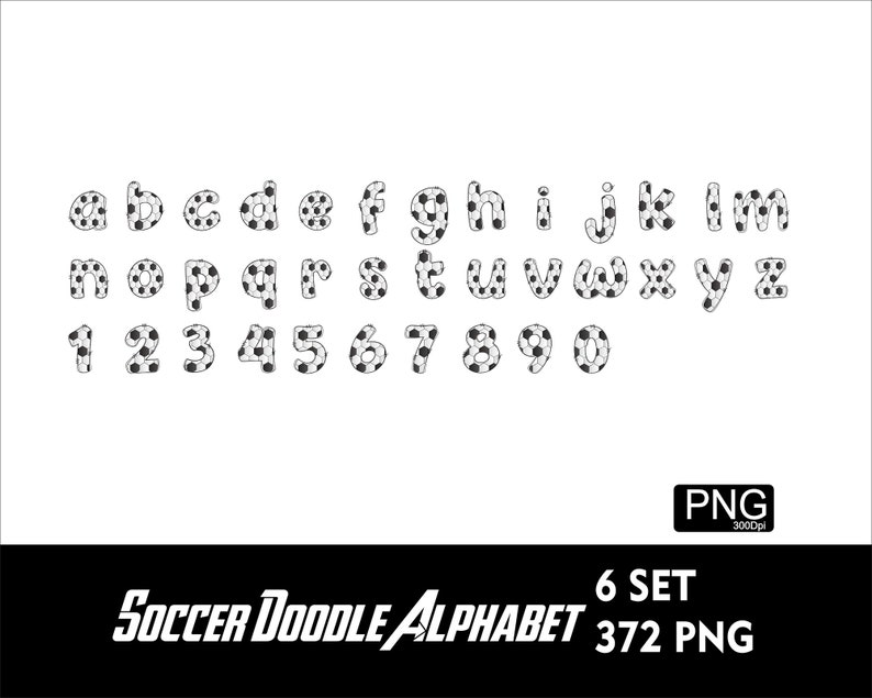 Soccer Alphabet Bundle 6 Set Png Doodle Letters Sport Letters Soccer ...