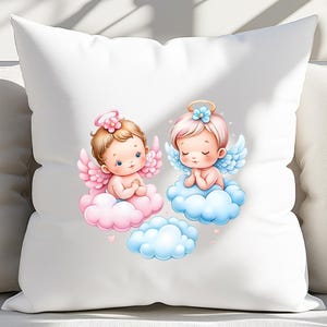 5 PNG Baby Twin Angels Splash and Watercolor Transparent PNG File for ...