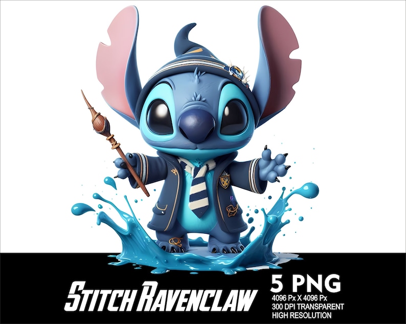 5 PNG Potter Stitch Ravenclaw Splash Transparent PNG File Sublimation ...