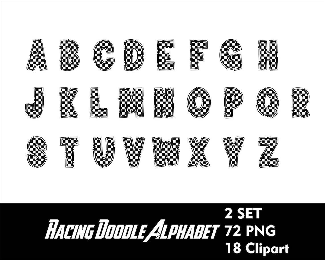 Racing Checkered Alphabet Race Track Alphabet Road Numbers Letters Race ...