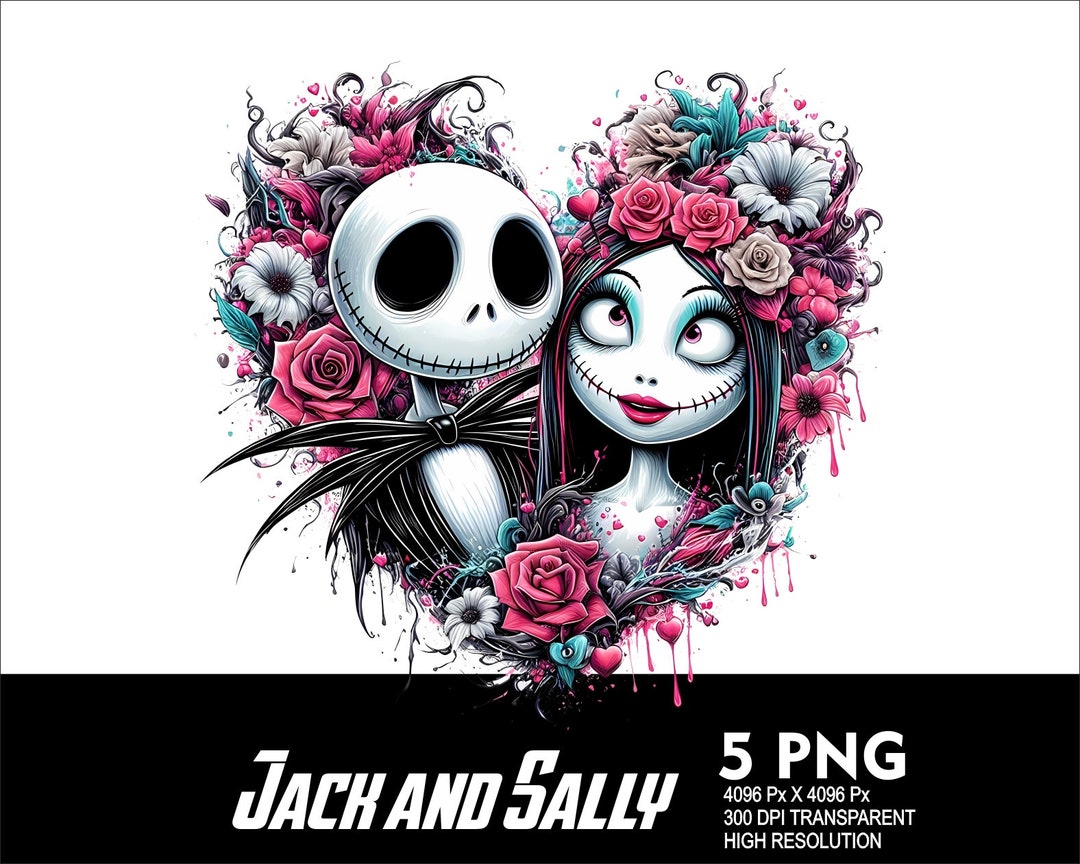 5 PNG Jack and Sally Heart Splash Transparent PNG File for Sublimation ...