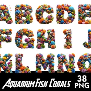 Aquarium Fish Alphabet Png Fish Corals Font Png Alphabet PNG Fish Font ...