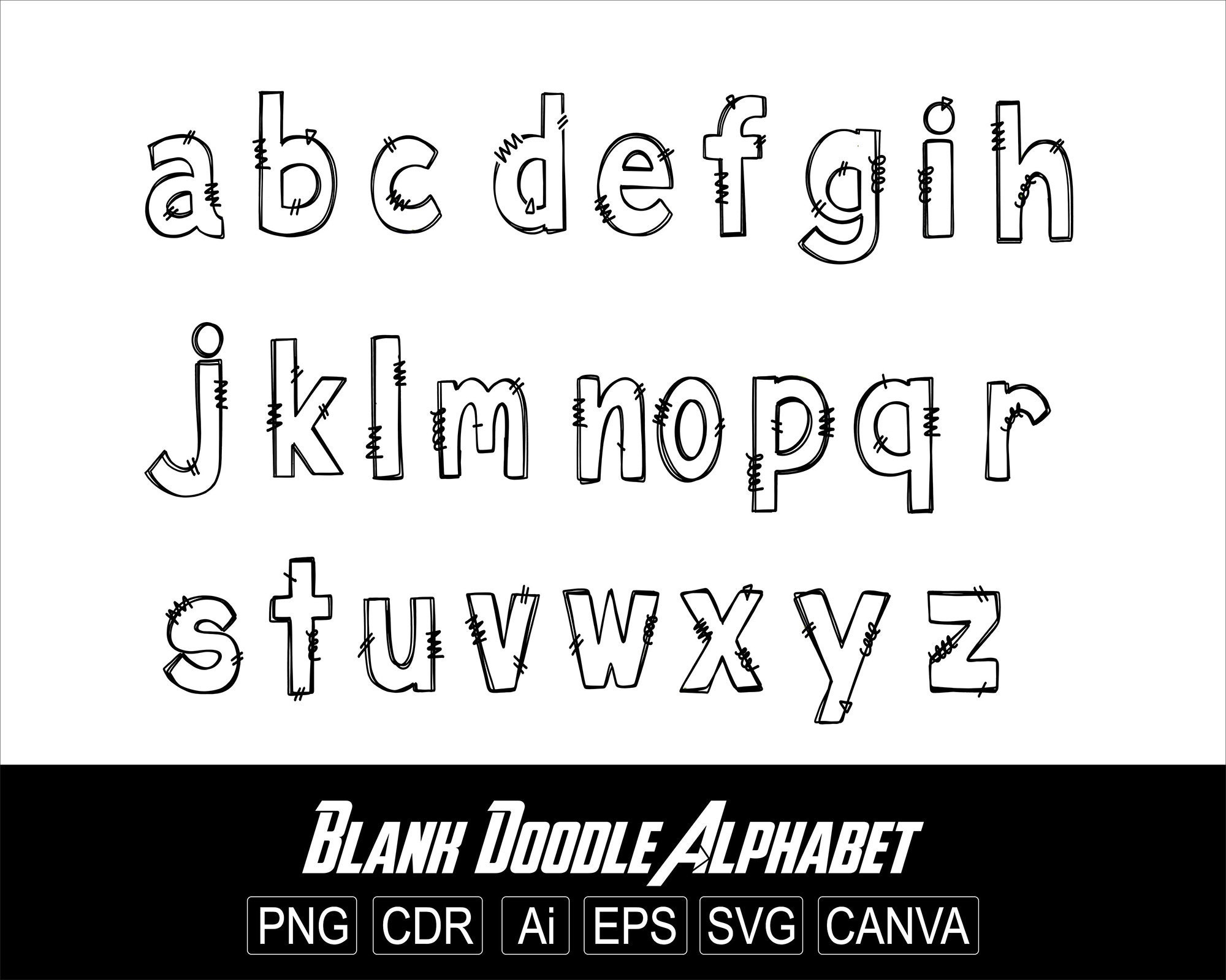 Blank Doodle Letters PNG Transparent Doodle Alphabet Hand Drawn Letters ...