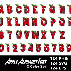 Apple Doodle Alphabet Red Apple Font SVG Green Apple Alphabet Apple ...