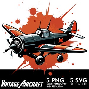 Vintage Airplane Splash 5 PNG 5SVG Design Transparent PNG File for ...