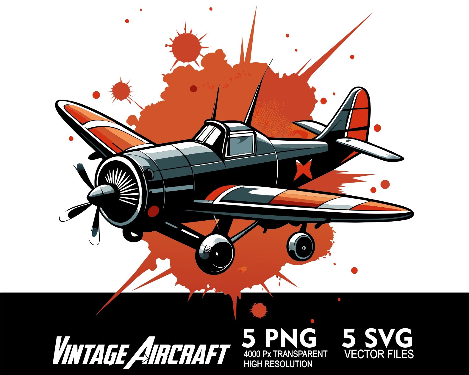 Vintage Airplane Splash 5 PNG 5SVG Design Transparent PNG File for ...