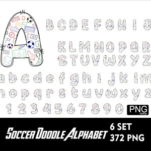 Soccer Alphabet Bundle 6 Set Png Doodle Letters Sport Letters Soccer ...