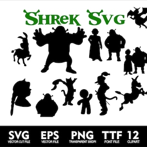 Cartoon Shrek Alphabet Shrek Font and SVG Clipart for Cricut Shrek ...