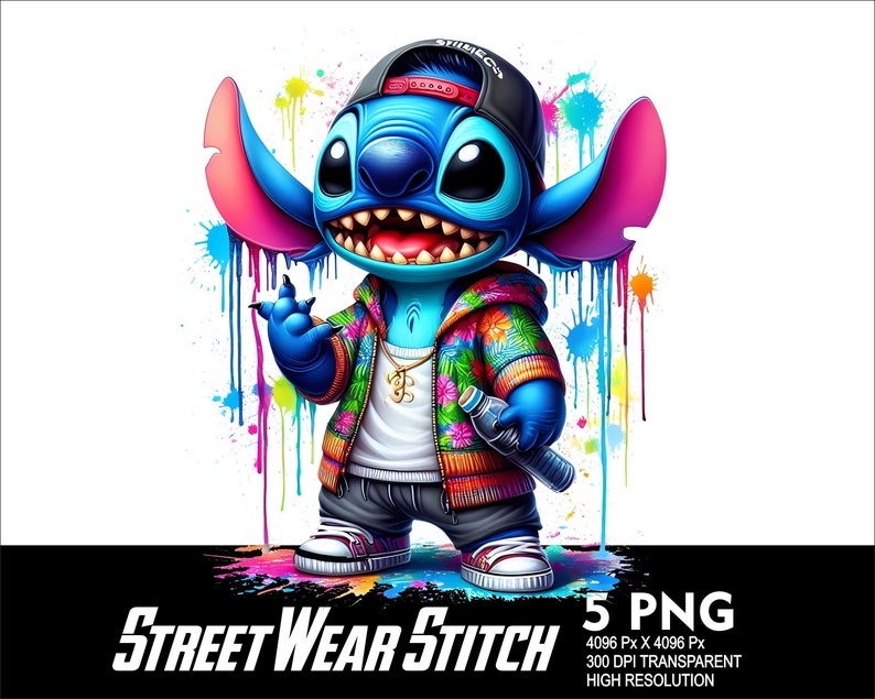 5 PNG Streetwear Stitch Rapper Splash Transparent PNG File for ...