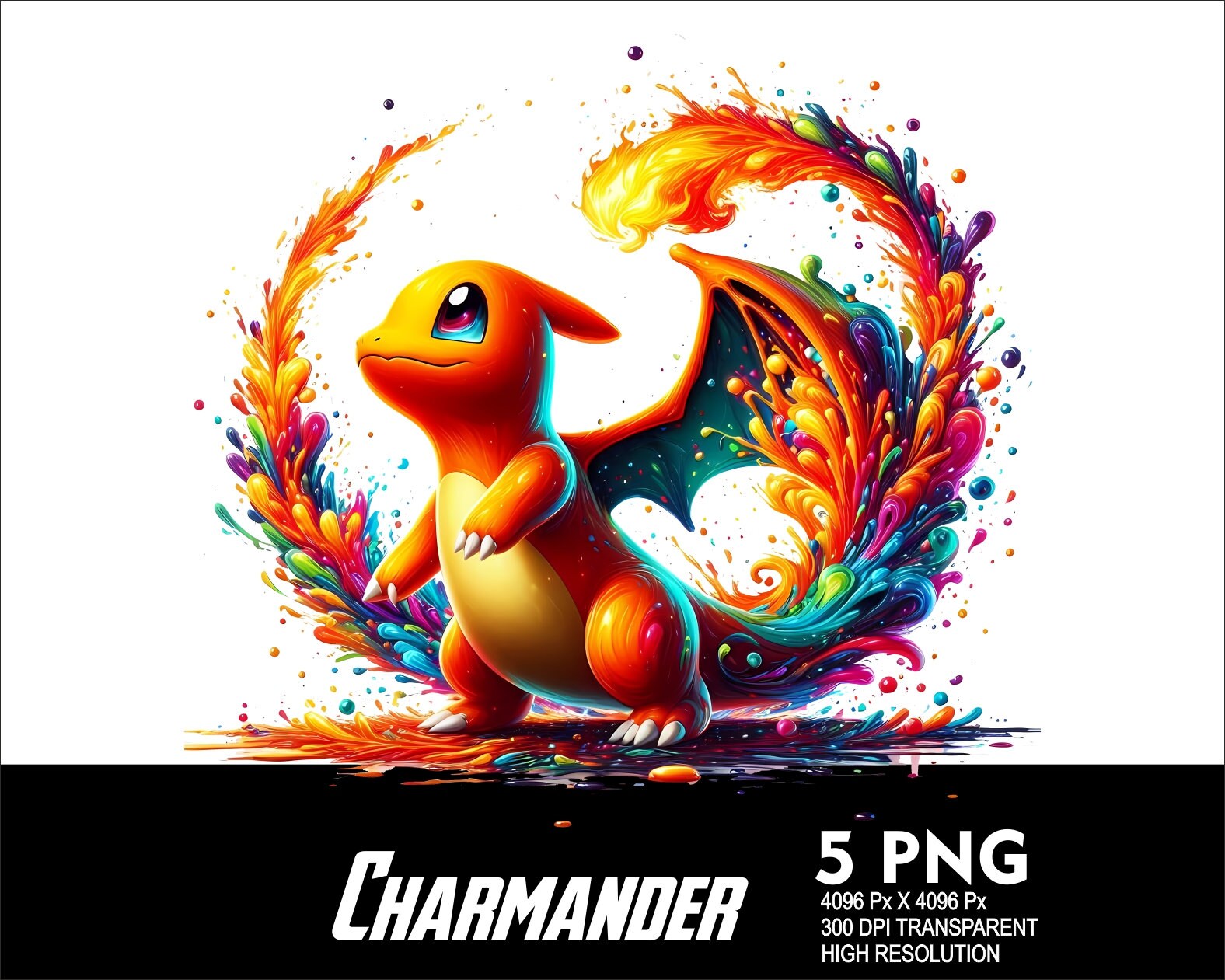 5 PNG Charmander Splash and Watercolor Transparent Png File for ...