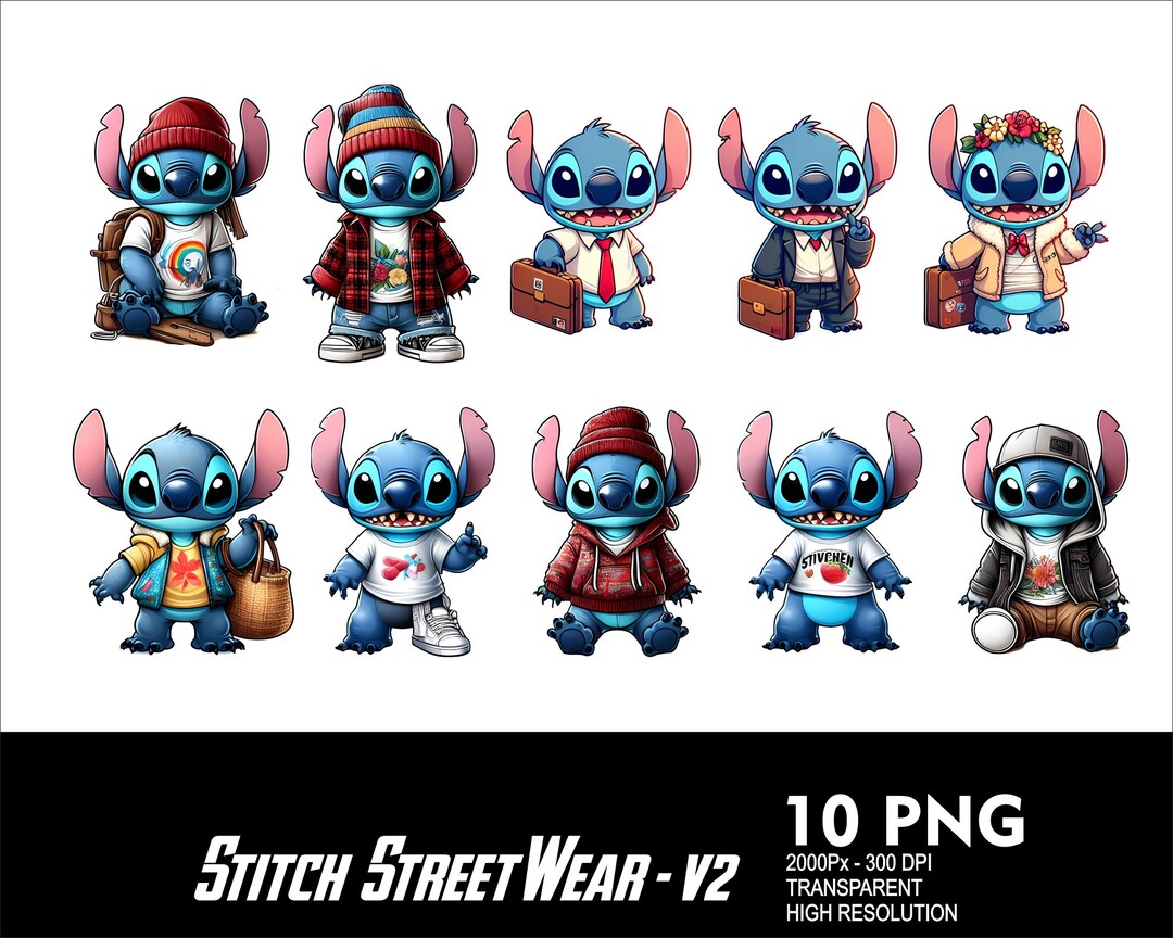 Bundle 10 PNG Stitch Streerwear Transparent PNG File for Sublimation ...