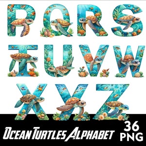 Ocean Turtles Alphabet Animals Alphabet Png Caretta Turtle Letters ...