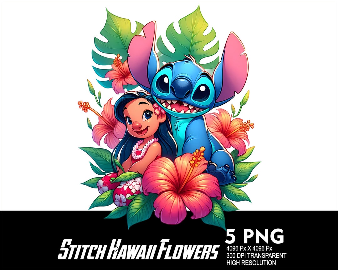 5 PNG Stitch Flowers Splash and Watercolor Transparent PNG File for ...