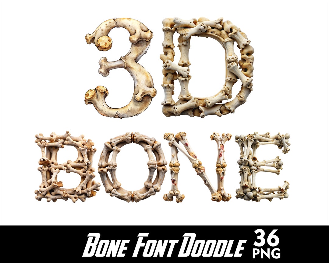 Halloween Bone Alphabet 3d Font PNG Letters Bone Letters and Numbers ...