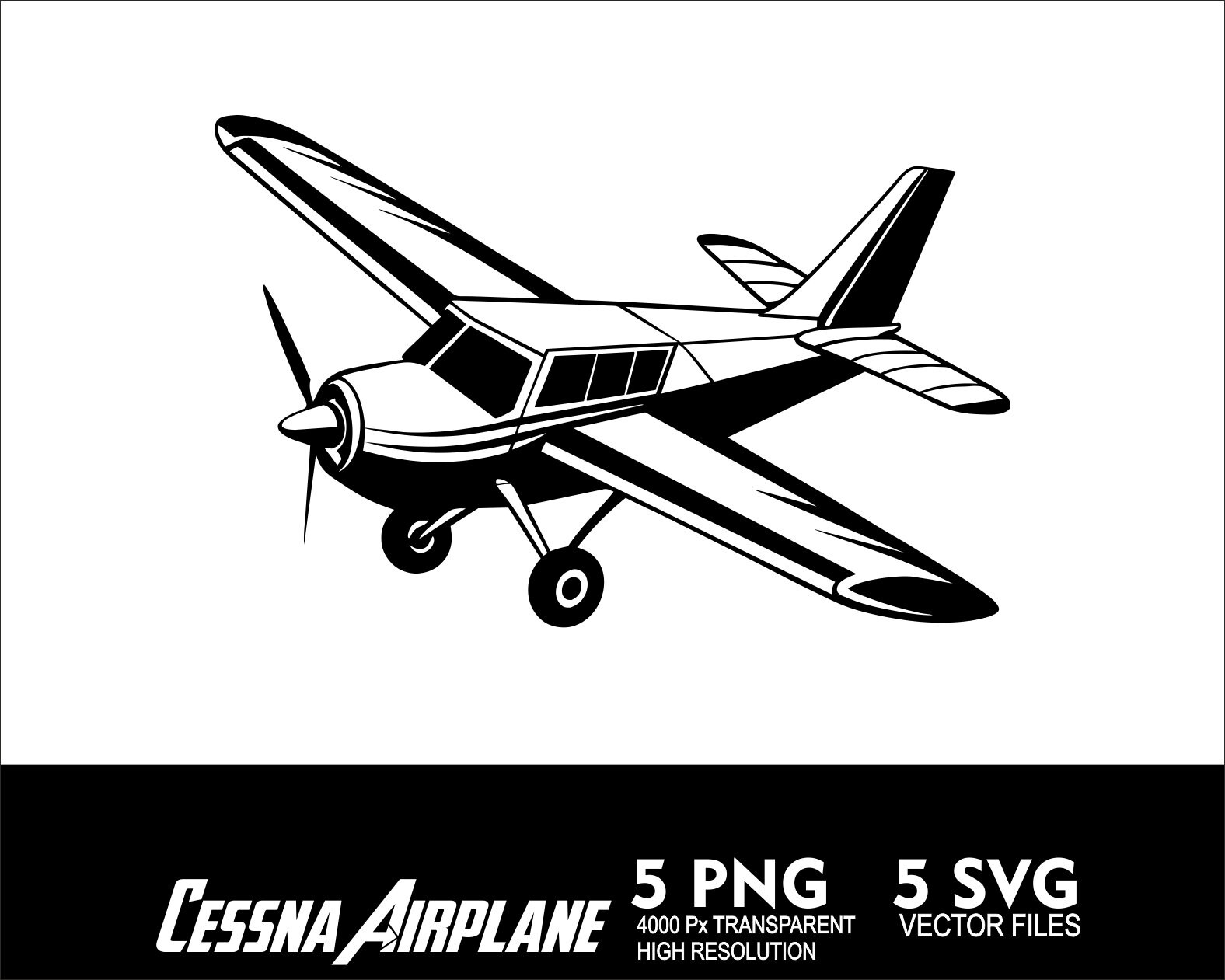 Airplane Cessna Linocut Draw 5 PNG 5SVG Design Transparent PNG File for ...