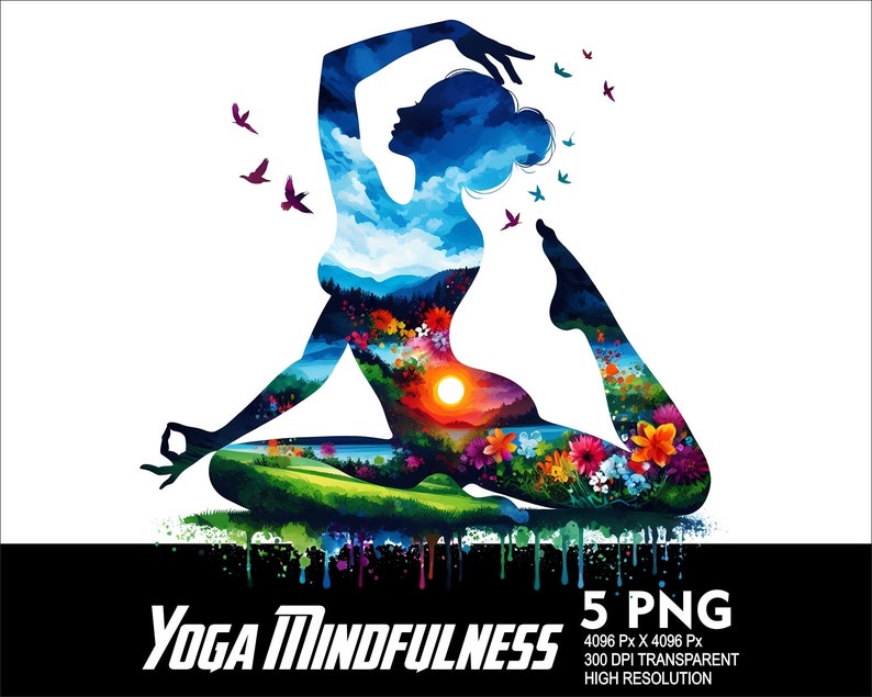 5 PNG Woman Yoga Meditation Art Mindfulness Design Splash Transparent ...