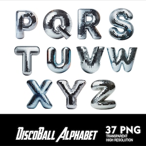 Disco Alphabet Disco Ball Font PNG Letters Party Font Disco Letters and ...