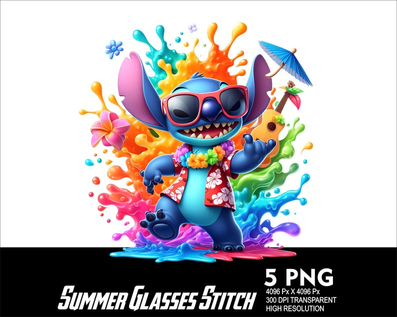5 PNG gafas de verano puntada Splash y acuarela archivo PNG ...