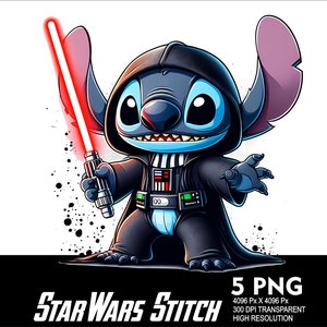 5 PNG Starwars Jedi Stitch Splash and Watercolor Transparent PNG File ...