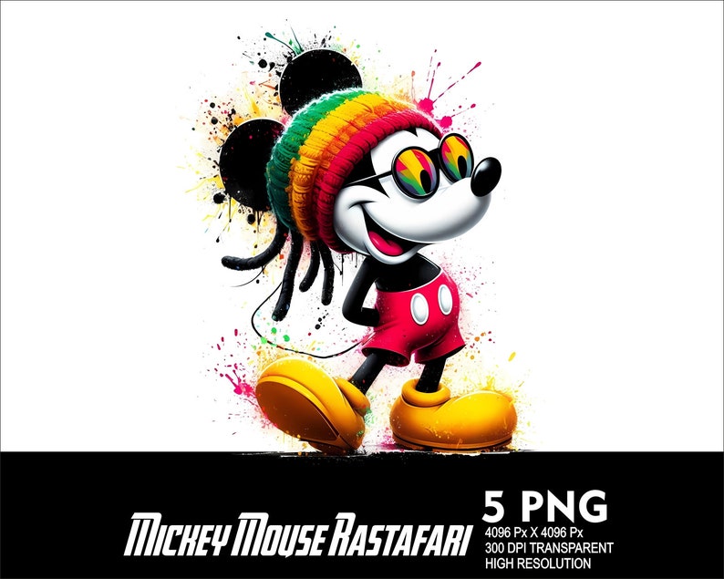 5 PNG Rastafari Mouse Splash Transparent PNG File for Sublimation ...
