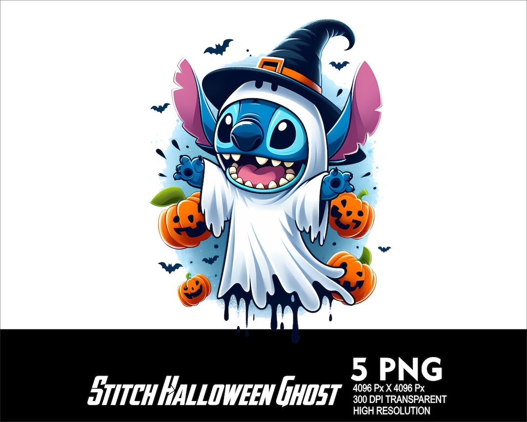 5 PNG Halloween Stitch Ghost Splash Transparent PNG File for ...