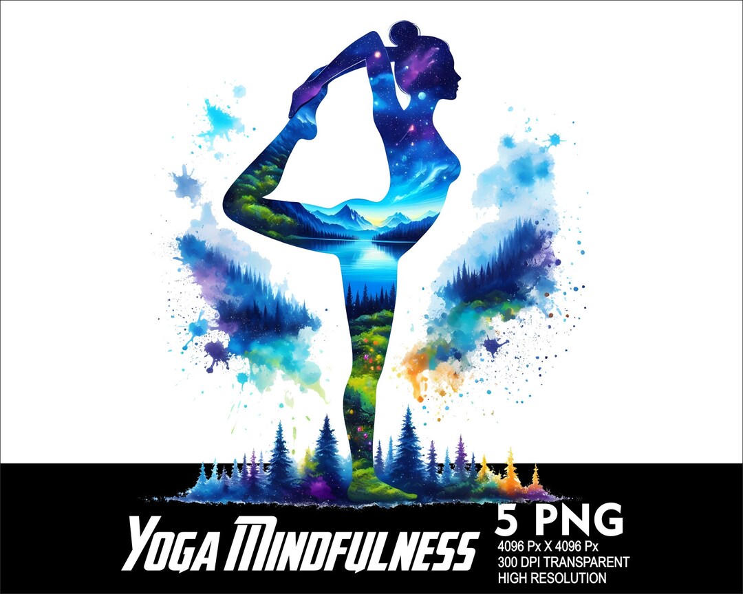 5 PNG Woman Yoga Meditation Art Mindfulness Design Splash Transparent ...