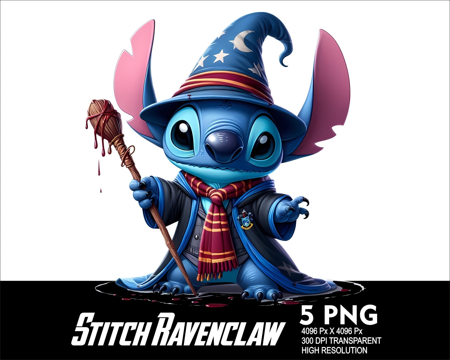 5 PNG Potter Stitch Ravenclaw Splash Transparent PNG File Sublimation ...