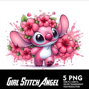 5 PNG Girl Stitch Angel Splash and Watercolor Transparent PNG File for ...