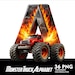 Monster Truck Alphabet Font PNG Flame Monster Truck Letters and Numbers ...