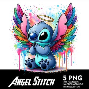 5 PNG Angel Stitch Splash and Watercolor Transparent PNG File for ...