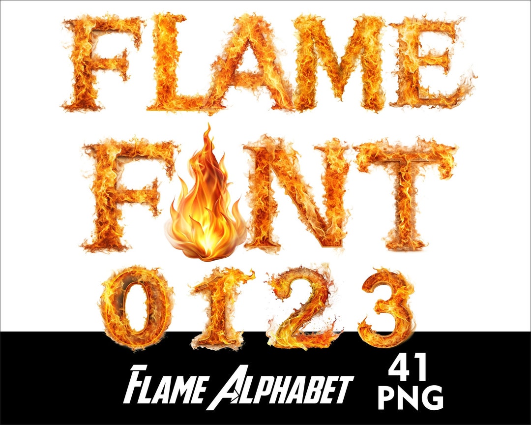 Flame Alphabet Fire Font Fire Letter and 5 Flame Clipart Png ...