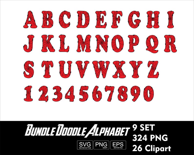 Superhero Alphabet Svg Png Bundle 9set Avanger Super Hero Letters Super ...