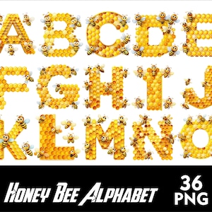 Honey Bee Alphabet Kids Alphabet Png Cute Bee Letters Birthday Alphabet ...