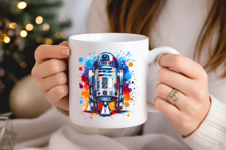 5 PNG Starwars RD2 Robot Splash and Watercolor Transparent Png File for ...