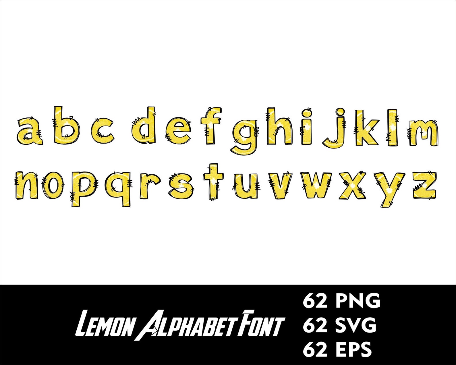 Lemon Doodle Alphabet Lemon Font SVG PNG Lemon Alphabet Letters Svg Png ...