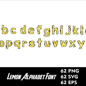 Lemon Doodle Alphabet Lemon Font SVG PNG Lemon Alphabet Letters Svg Png ...