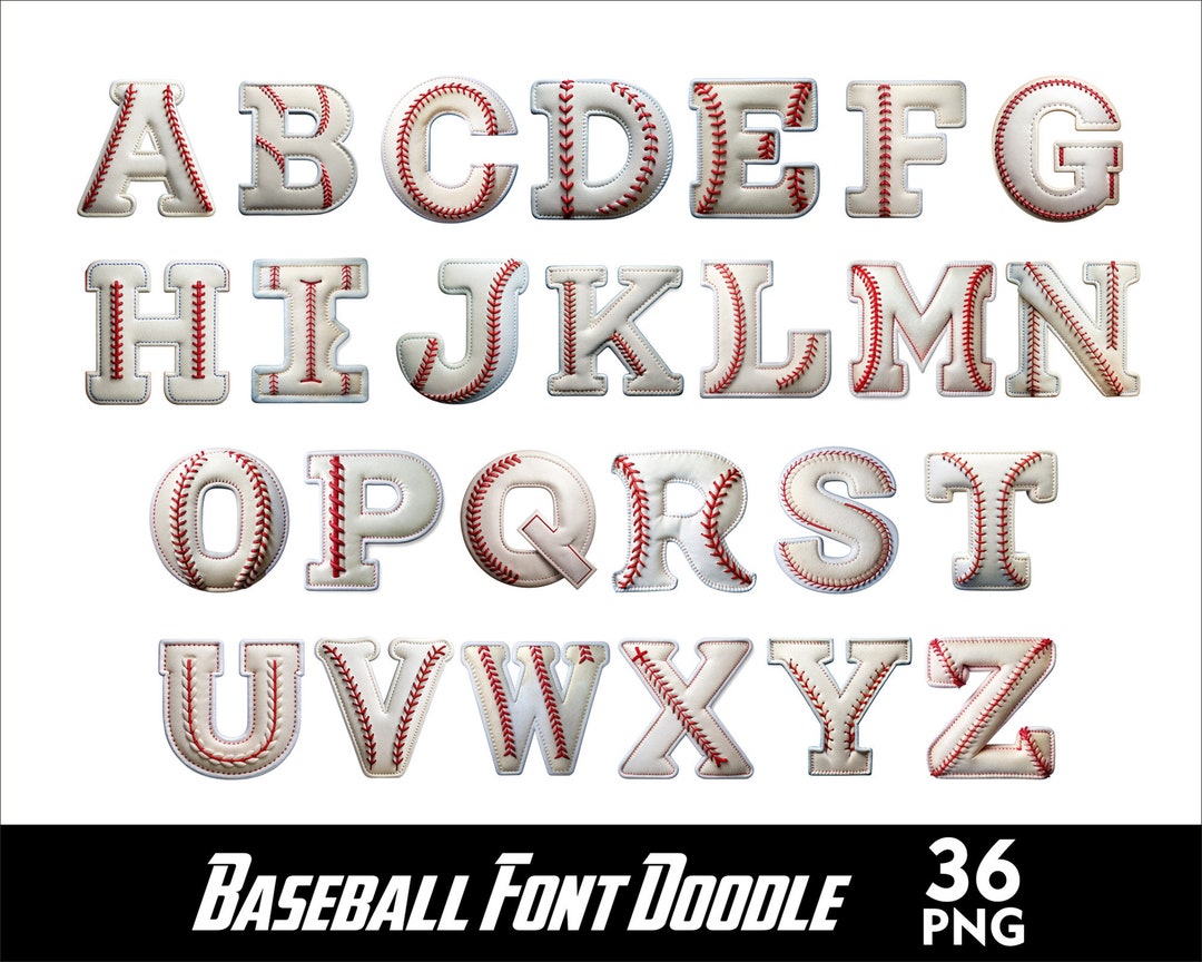 Realistic Baseball Alphabet Sport Letters Baseball Stitches Alphabet ...