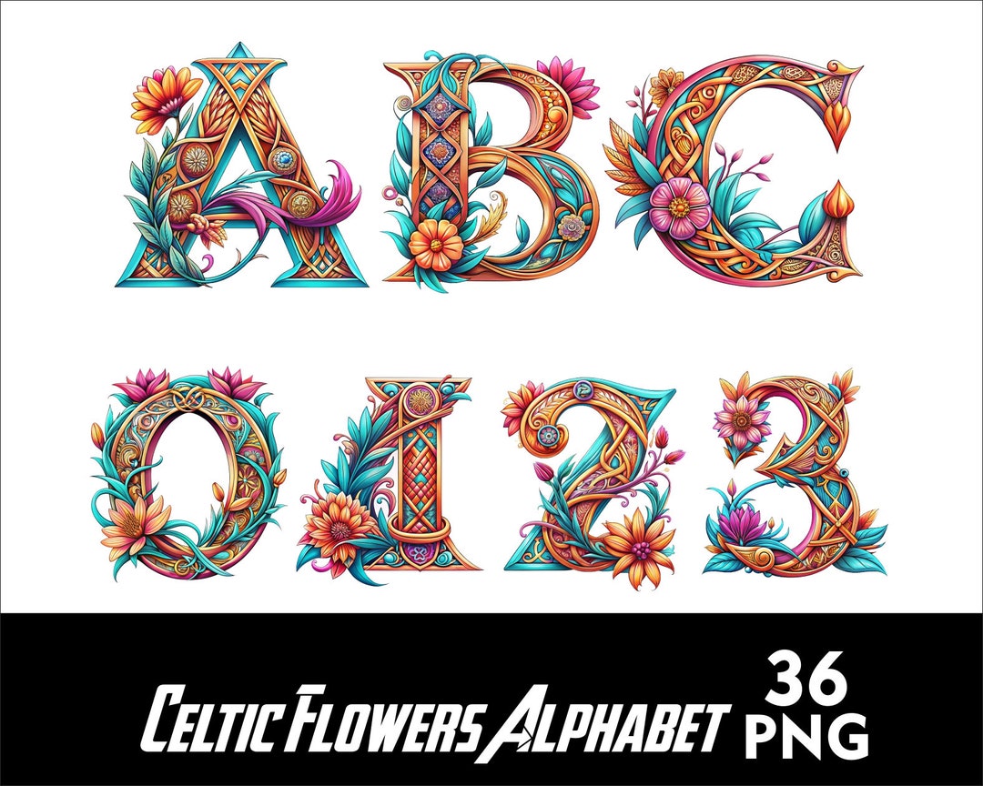 Celtic Alphabet Png Viking Font Floral Celtic Font PNG Roman Alphabet ...