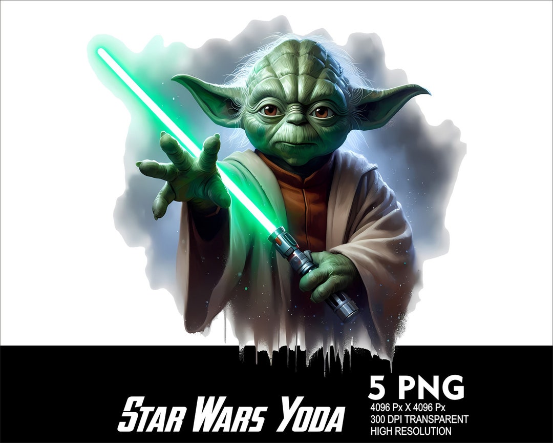5 PNG Starwars Jedi Yoda Splash and Watercolor Transparent Png File for ...