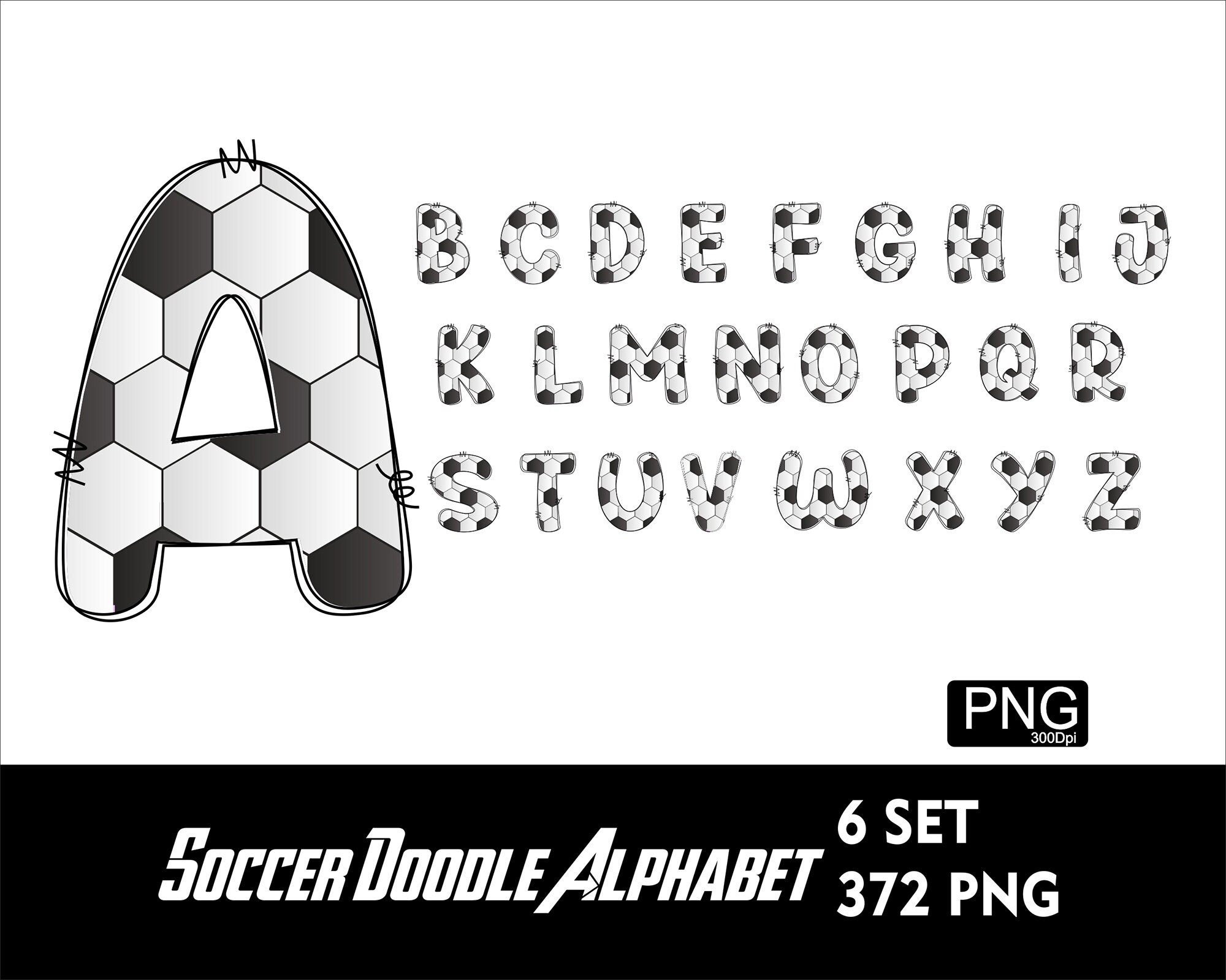 Soccer Alphabet Bundle 6 Set Png Doodle Letters Sport Letters Soccer ...
