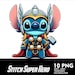 10 PNG Super Hero Bundle Stitch Splash and Watercolor Transparent PNG ...