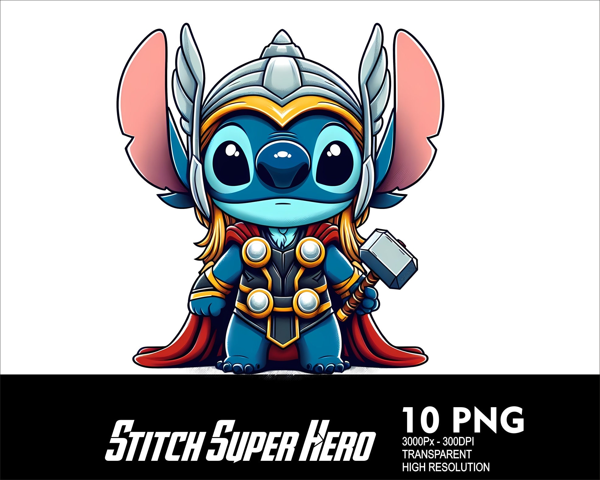 10 PNG Super Hero Bundle Stitch Splash and Watercolor Transparent PNG ...