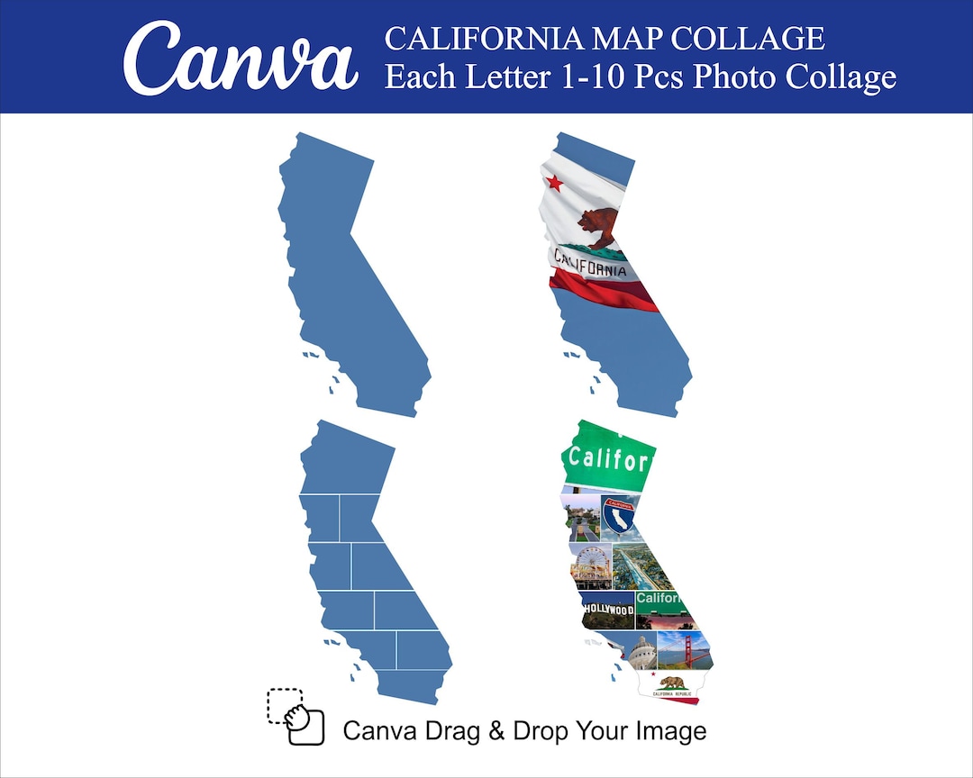 Canva California Photo Collage for Canva 1pcs and 10pcs Inside Collage ...