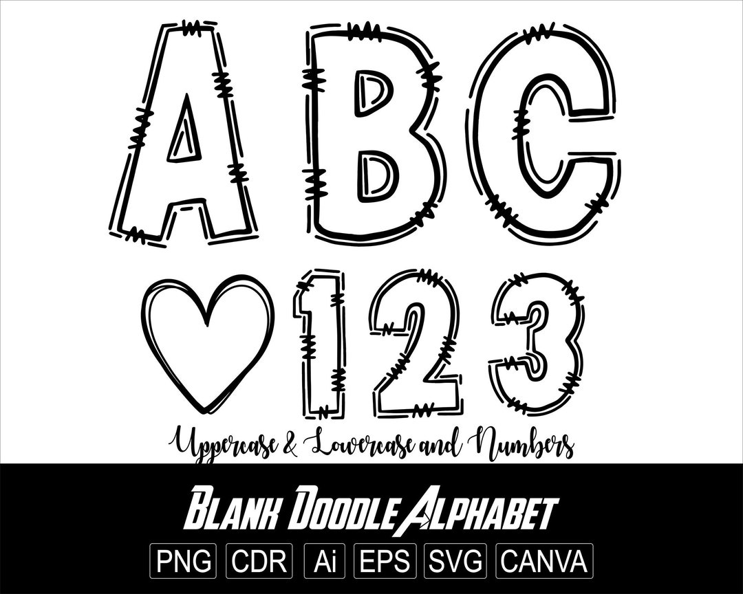 Blank Doodle Letters PNG Transparent Doodle Alphabet Hand Drawn Letters ...