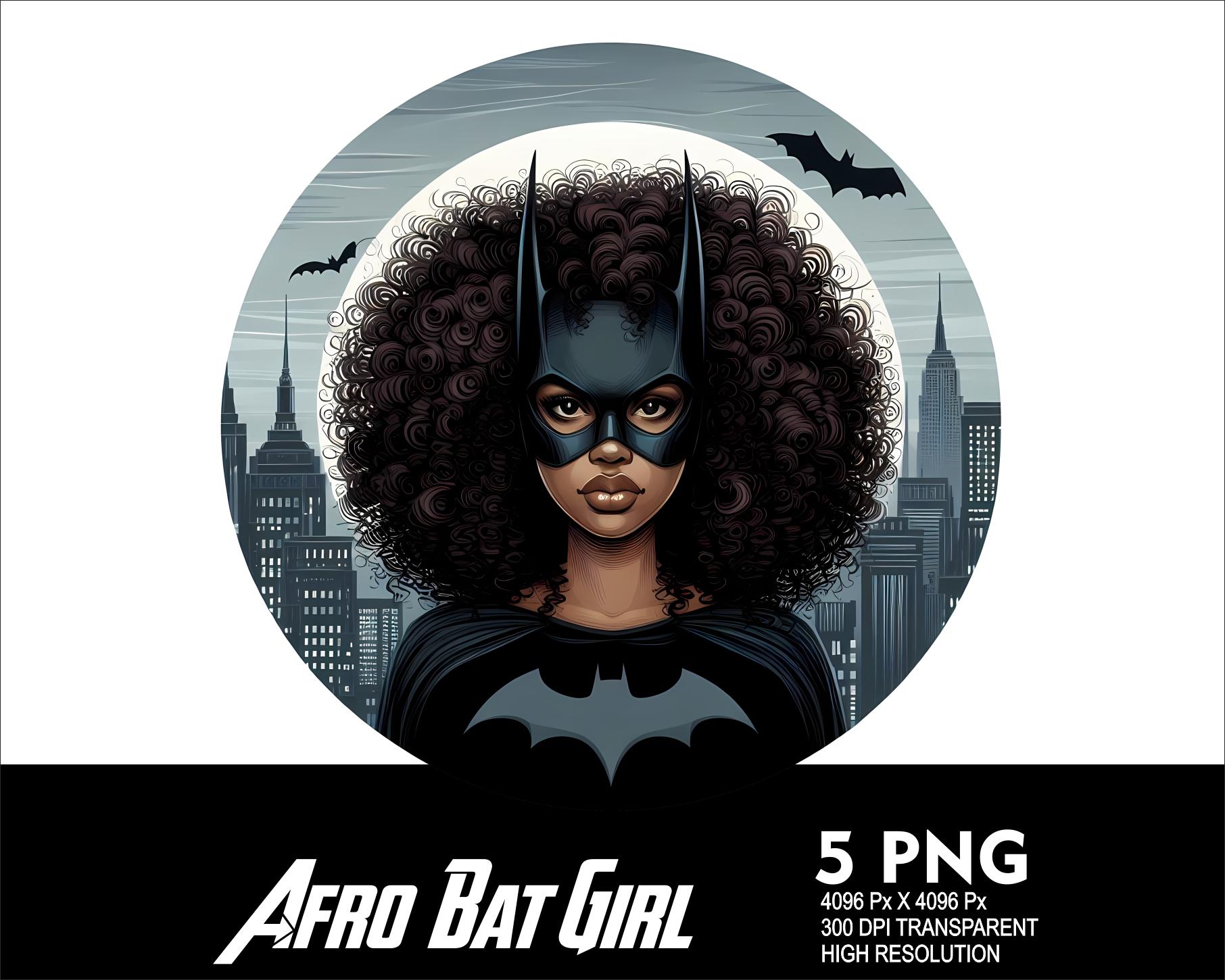 5 PNG Afro Woman Hero Bat Girl Design Transparent PNG File for ...