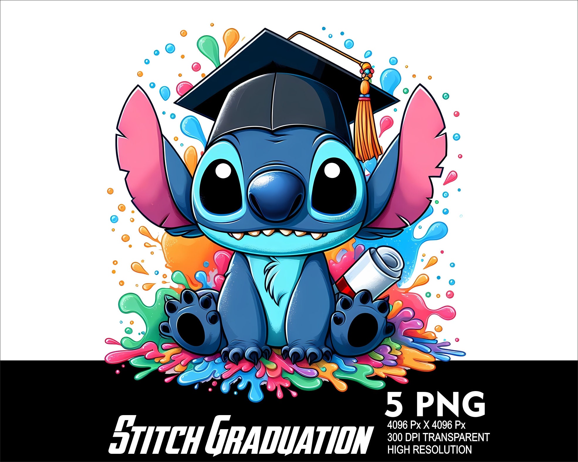 5 PNG Stitch Graduation Splash and Watercolor Transparent PNG File for ...