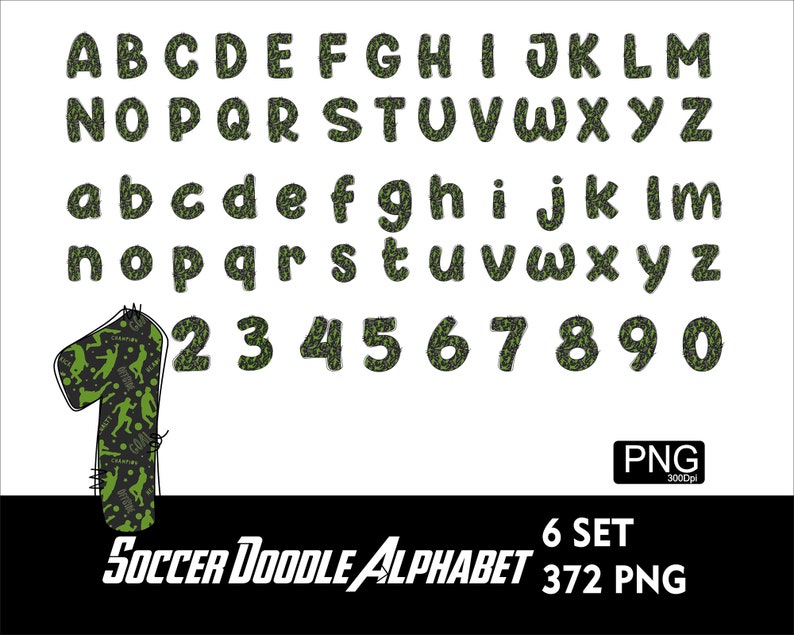 Soccer Alphabet Bundle 6 Set Png Doodle Letters Sport Letters Soccer ...